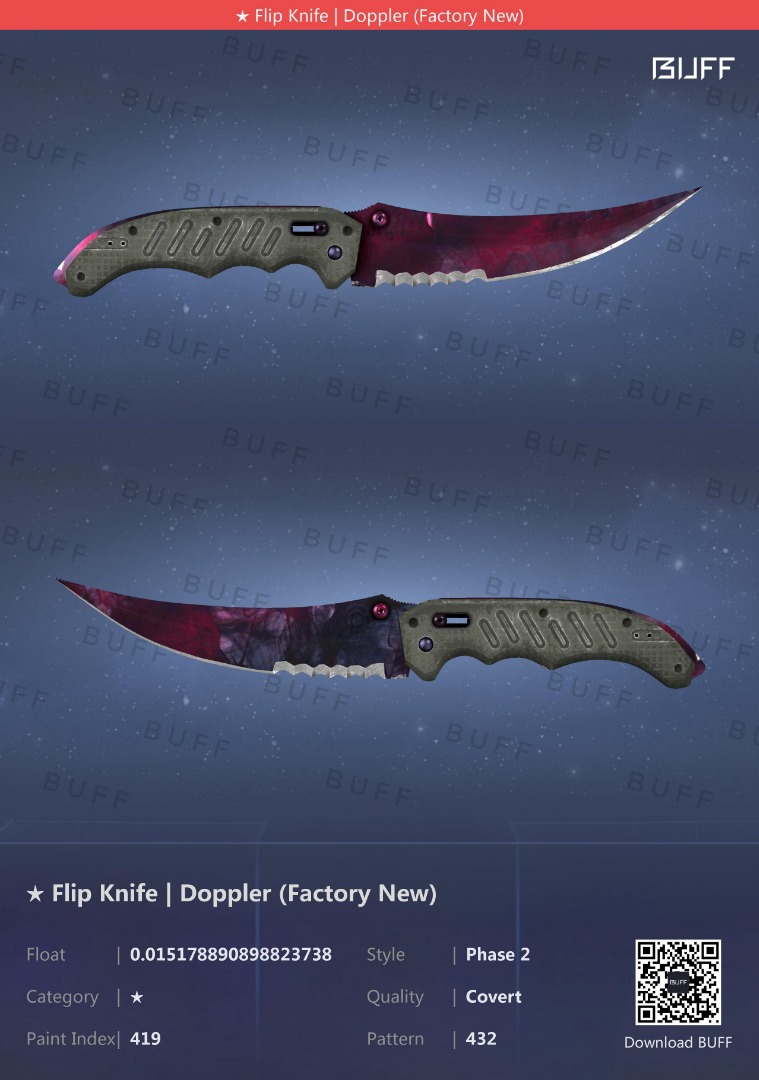 (BUFF 1:5) Flip Knife Doppler Phase 2 Max Pink FN 0.01 Float CSGO Skin ...