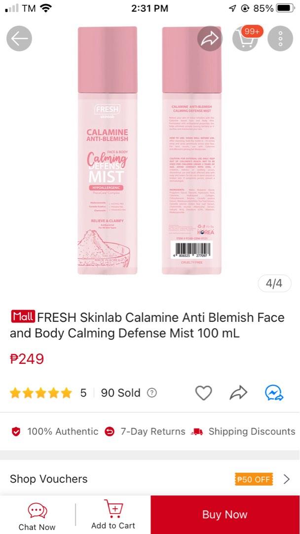 Calamine Anti Blemish Mist by Fresh Skinlab, Beauty & Personal Care ...