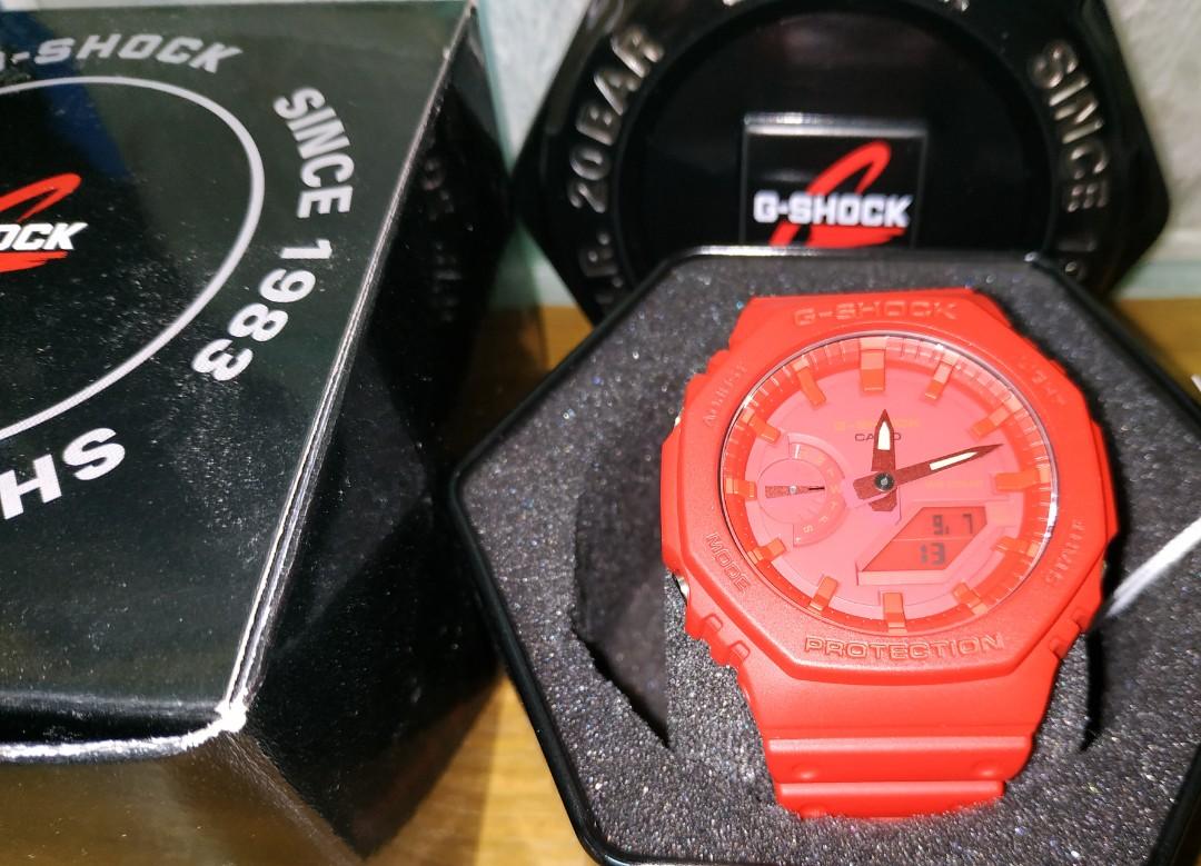 CASIO G SHOCK GA-2100 CASIO OAK RED, Men's Fashion, Watches ...