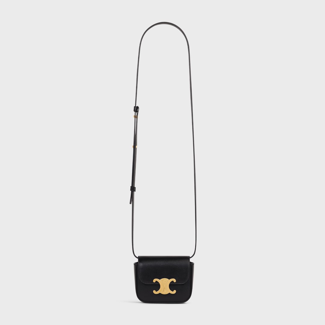 CELINE MINI TRIOMPHE IN SHINY CALFSKIN BLACK, Women's Fashion, Bags ...