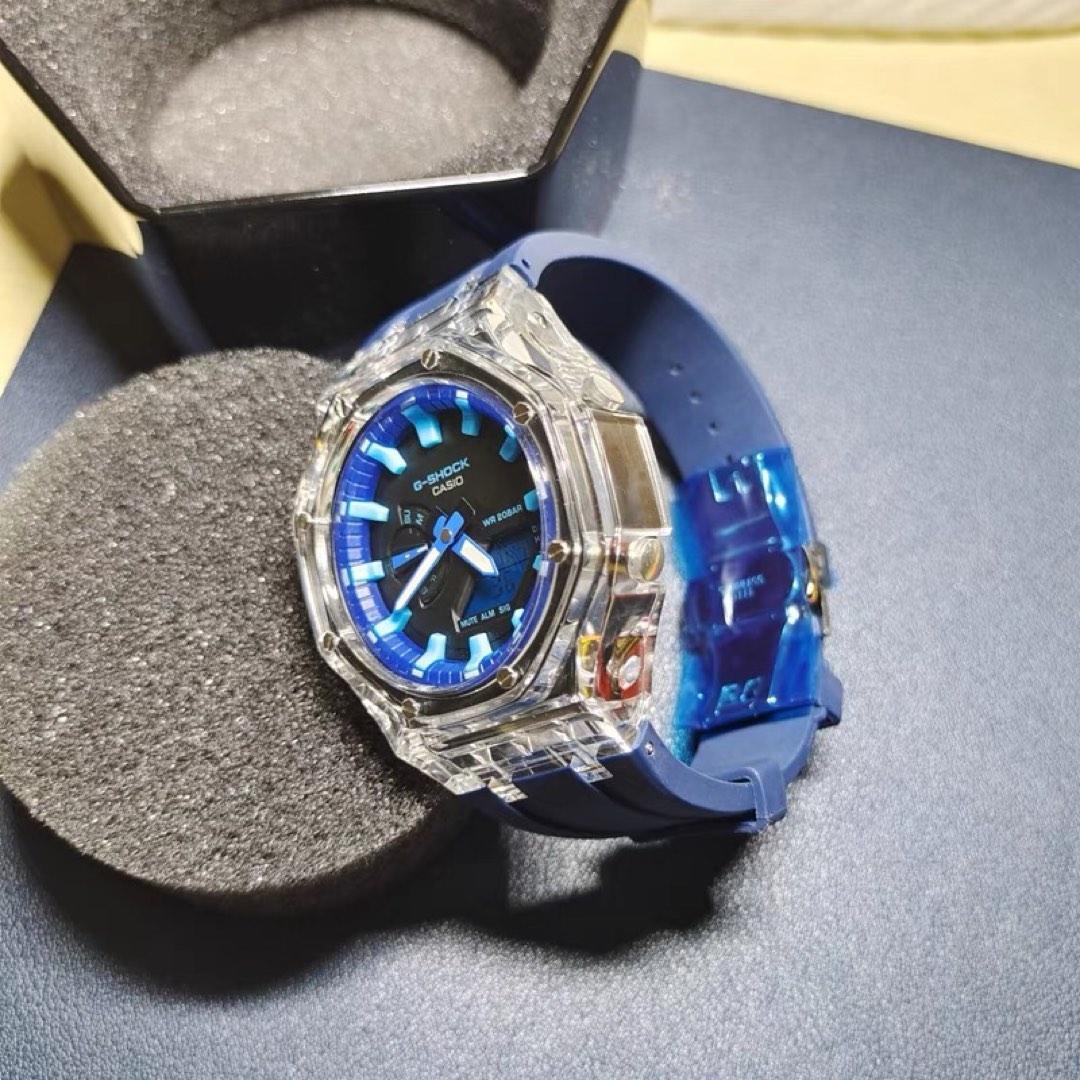 Custom blue gshock ga2100 ga2110 clear case mod, Men's Fashion, Watches ...