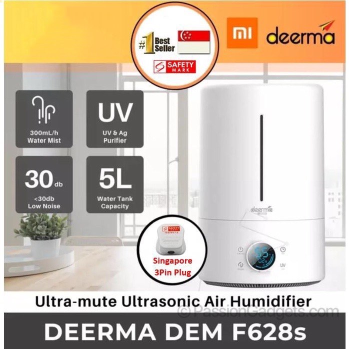 Deerma Air Humidifier 5L Air Aroma Diffuser Purifier DEM-F628S F628 UV Lamp Sterilization, TV ...