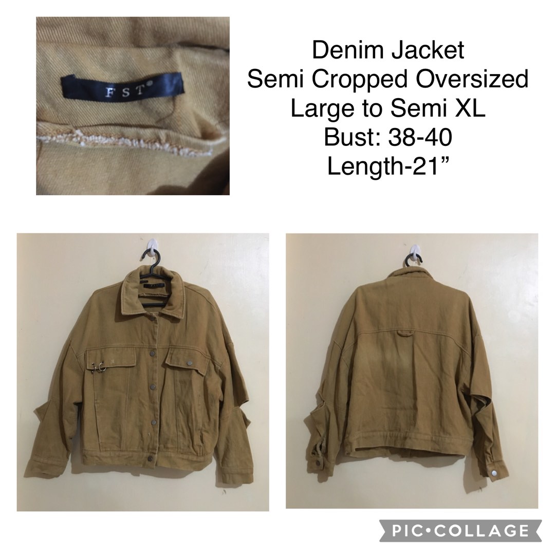 Denim jacket semi cropped, Women's Fashion, Tops, Longsleeves on Carousell