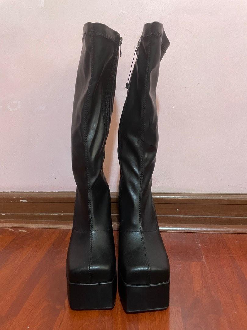 DopeFootwear Square Toe Chunky Platform Bratz Boots, Women's Fashion ...