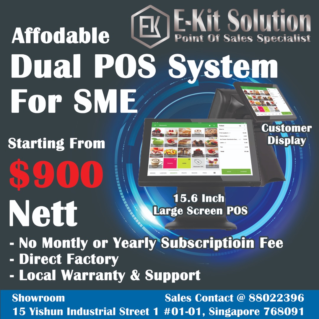 Dual POS System For SME @ $900 Only (15.6" Large Screen + 11.6 ...