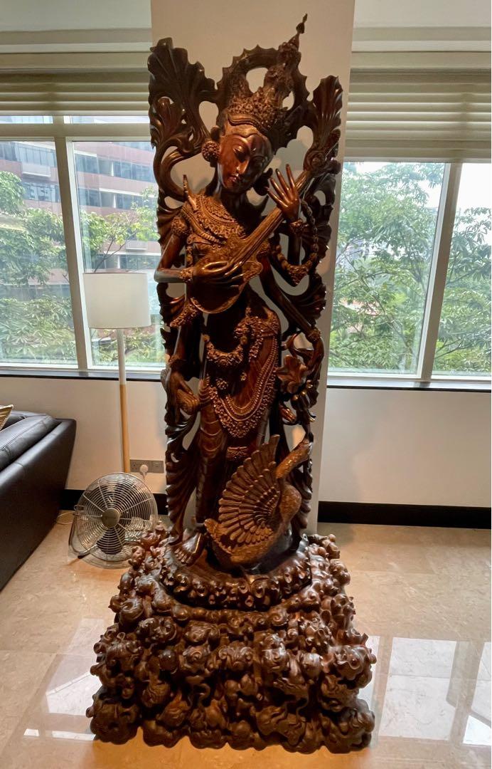 Ebony Carving Goddess of Education, Furniture & Home Living, Home Decor ...