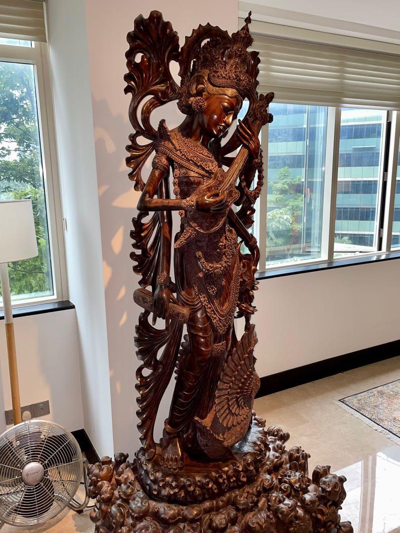 Ebony Carving Goddess of Education, Furniture & Home Living, Home Decor ...