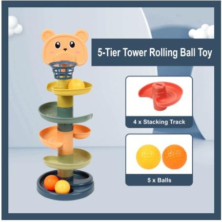 Fun Stacking Track Sliding Ball Toys - 5-Tier Tower Rolling Ball Toy ...