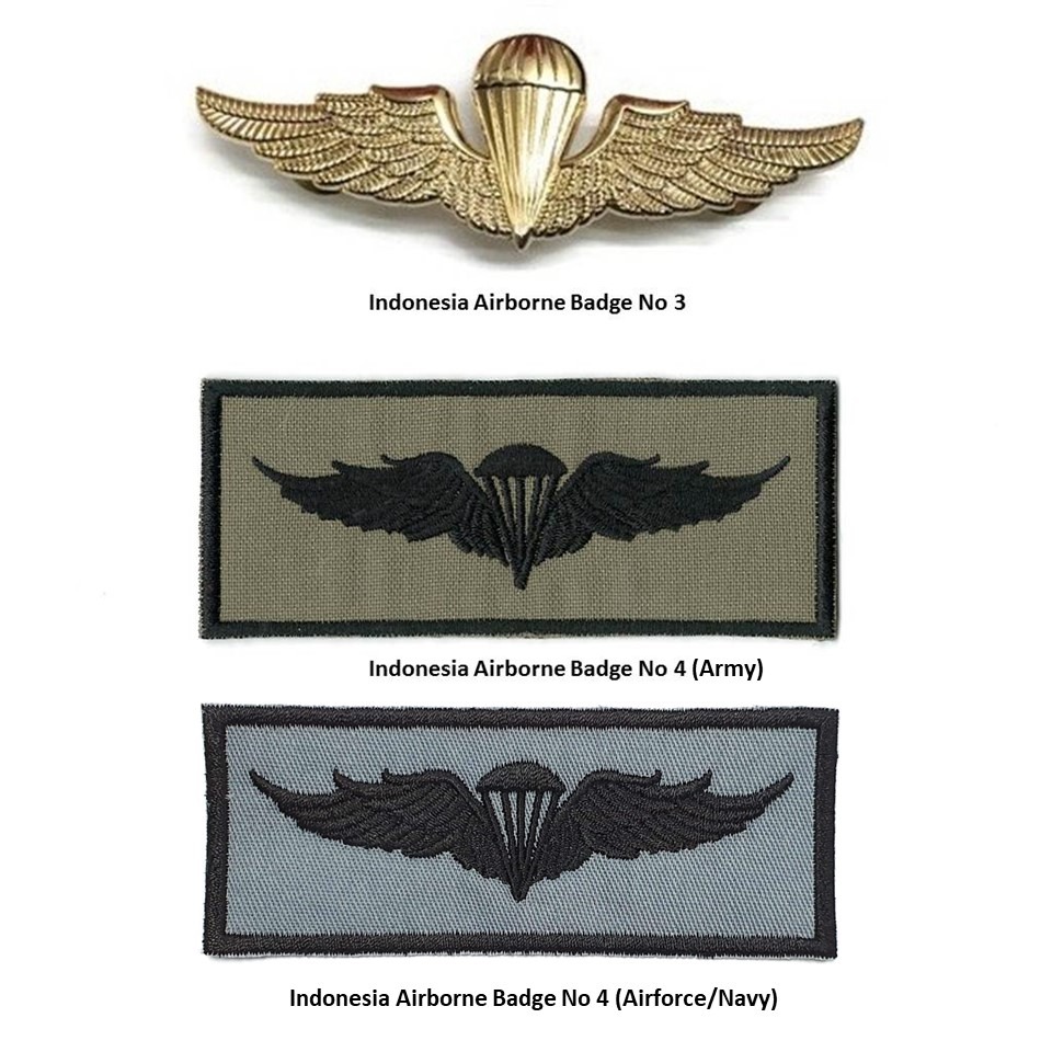Indonesian Airborne Badges, For No.3 & No.4 Uniforms. Can Also Be Used ...