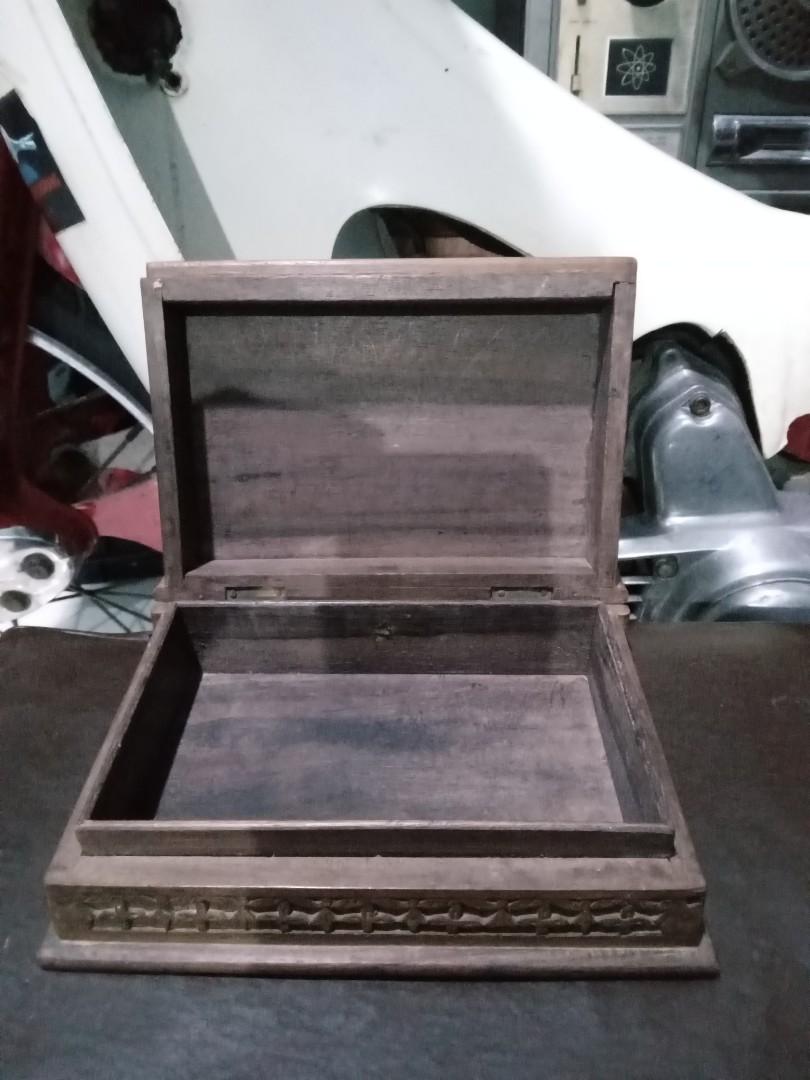 Kotak kayu antik kuno berukir koleksi lawas dekorasi klasik pajangan vintage retro jadul langka ...