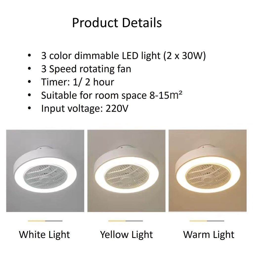 LED Ceiling Fan Light/ Round Ceiling Light with Fan/ Remote Control ...