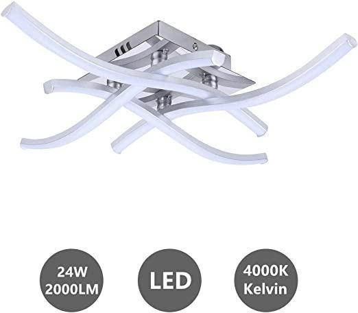 "LED Ceiling Light, Elegant Curved Design Ceiling Lights, 4 Built-in ...