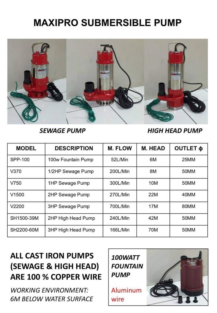 Maxipro submersible sewage pump 2HP, Commercial & Industrial ...