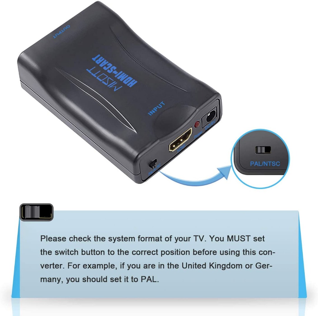 MISOTT HDMI to Scart Converter for TV, HDMI to Scart Adaptor, HDMI to ...