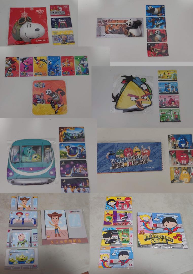 MTR港鐵 - 不同款式紀念票 (snoopy, 功夫熊貓, looney tunes, angry birds, 怪獸公司, M&M, 反斗 ...