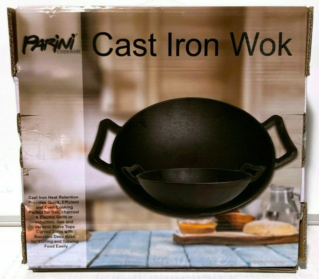 NEW PARINI CAST IRON WOK, Furniture & Home Living, Kitchenware ...