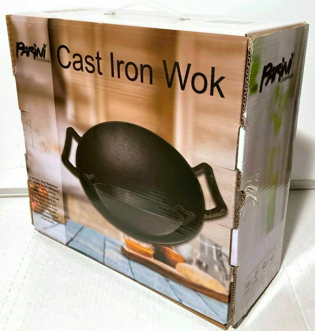 NEW PARINI CAST IRON WOK, Furniture & Home Living, Kitchenware ...