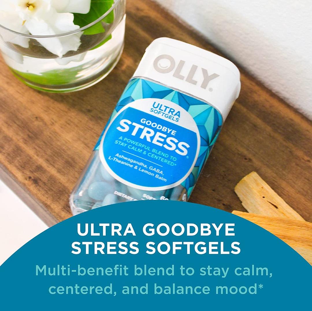 OLLY Ultra Strength Goodbye Stress Softgels, Stress Relief Supplement ...