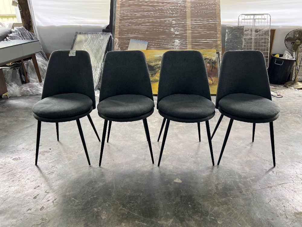 Pleated Back Dining Chairs Dark Grey Colour / Kerusi Makan Belakang ...