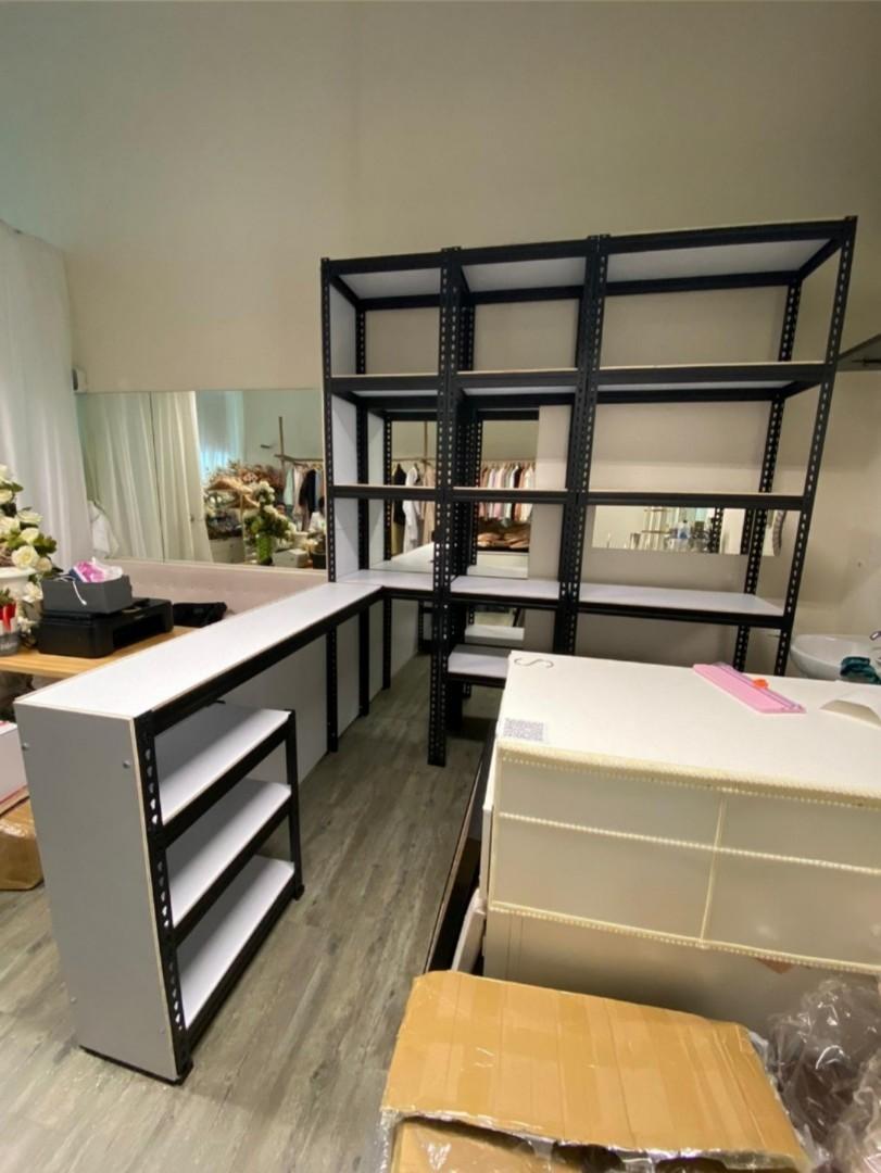 Premium Black Metal Boltless Rack, Metal Storage Rack, PVC Wood ...