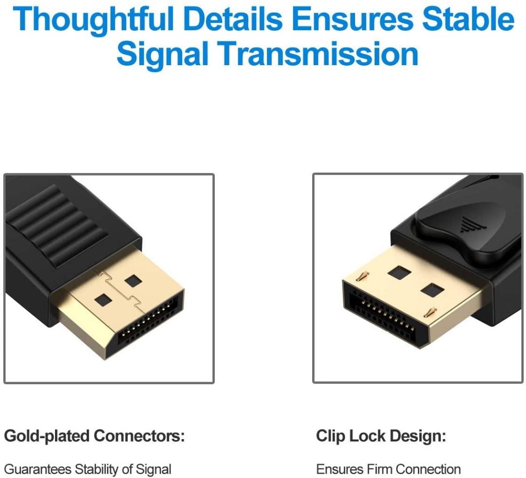 Rankie DisplayPort to DisplayPort Cable, DP to DP, 4K Resolution, 1.8m ...
