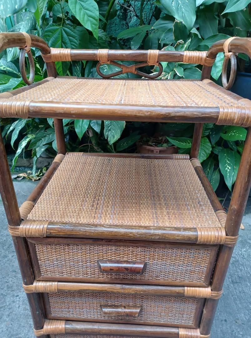 Rattan and Wooden Combined Drawer/ Telephone Rack, Furniture & Home ...