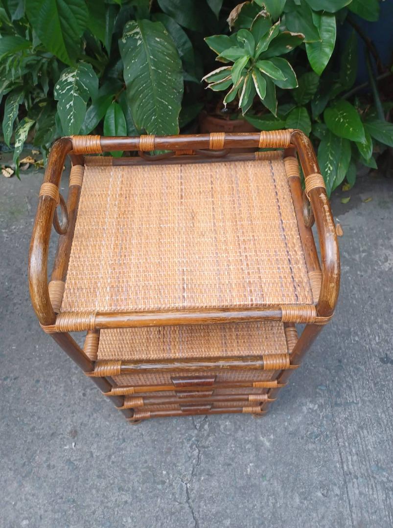 Rattan and Wooden Combined Drawer/ Telephone Rack, Furniture & Home ...