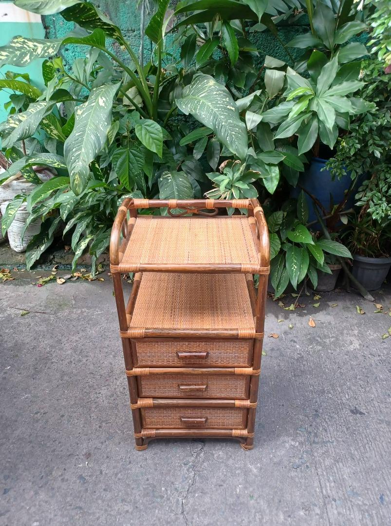 Rattan and Wooden Combined Drawer/ Telephone Rack, Furniture & Home ...