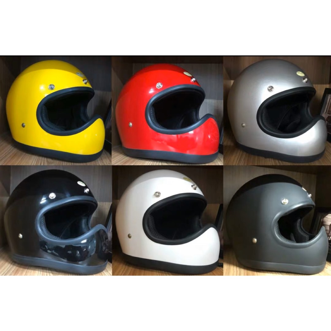 Retro Jet Chopper Motorcycle Helmet Mask Full Face Three Button Snap ...