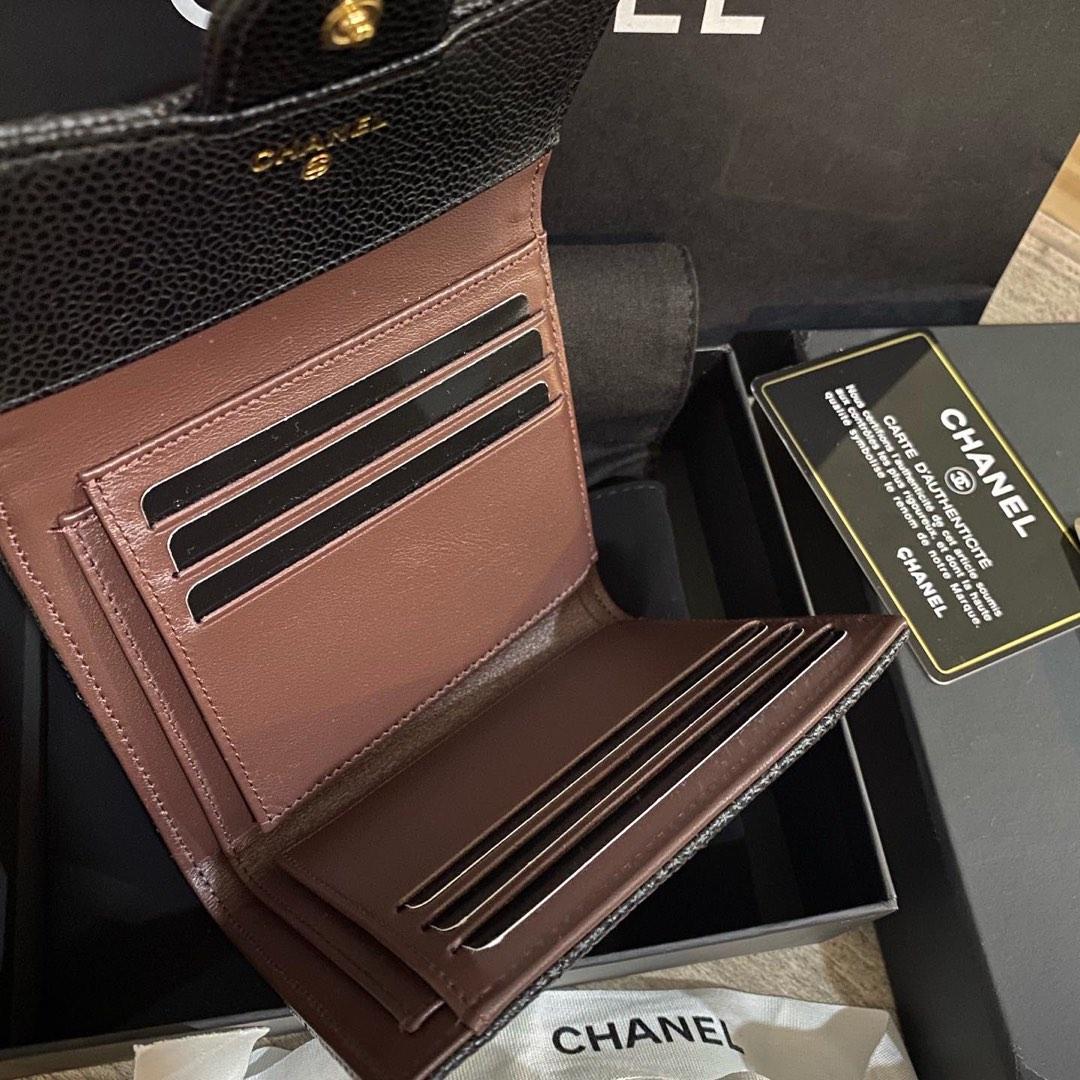RUSH! Unused Authentic Chanel Compact Trifold Wallet Caviar GHW, Luxury ...