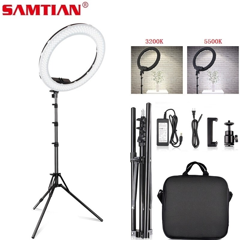 SAMTIAN 18 Inches LED Ring Light Kit 55W 3200K 5500K Dimmable SMD ...