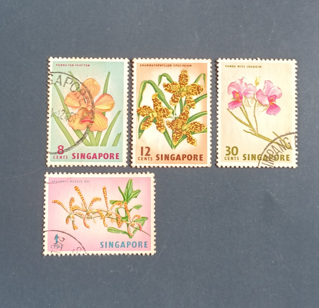 Singapore Stamps-1968 Orchids series definitive stamps set, Hobbies ...
