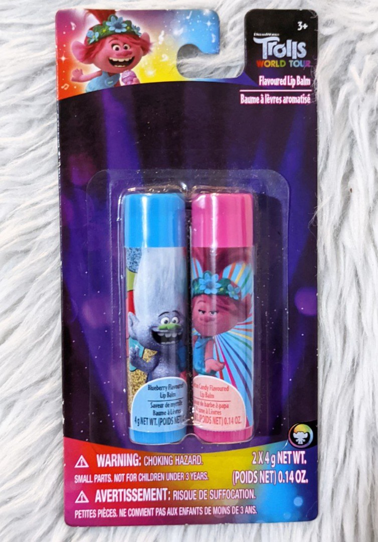 Trolls World Tour 2 Pack Flavored Lip Balm Blueberry & Cotton Candy 0. ...