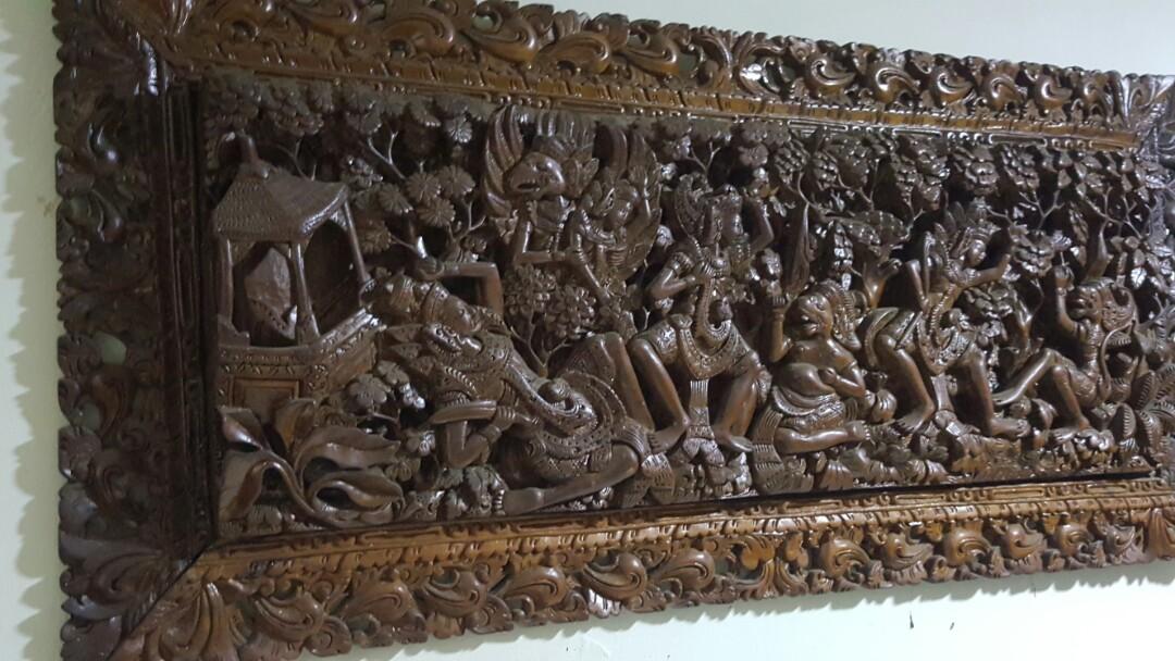 Ukiran Relief Bali, Antik, Furnitur di Carousell