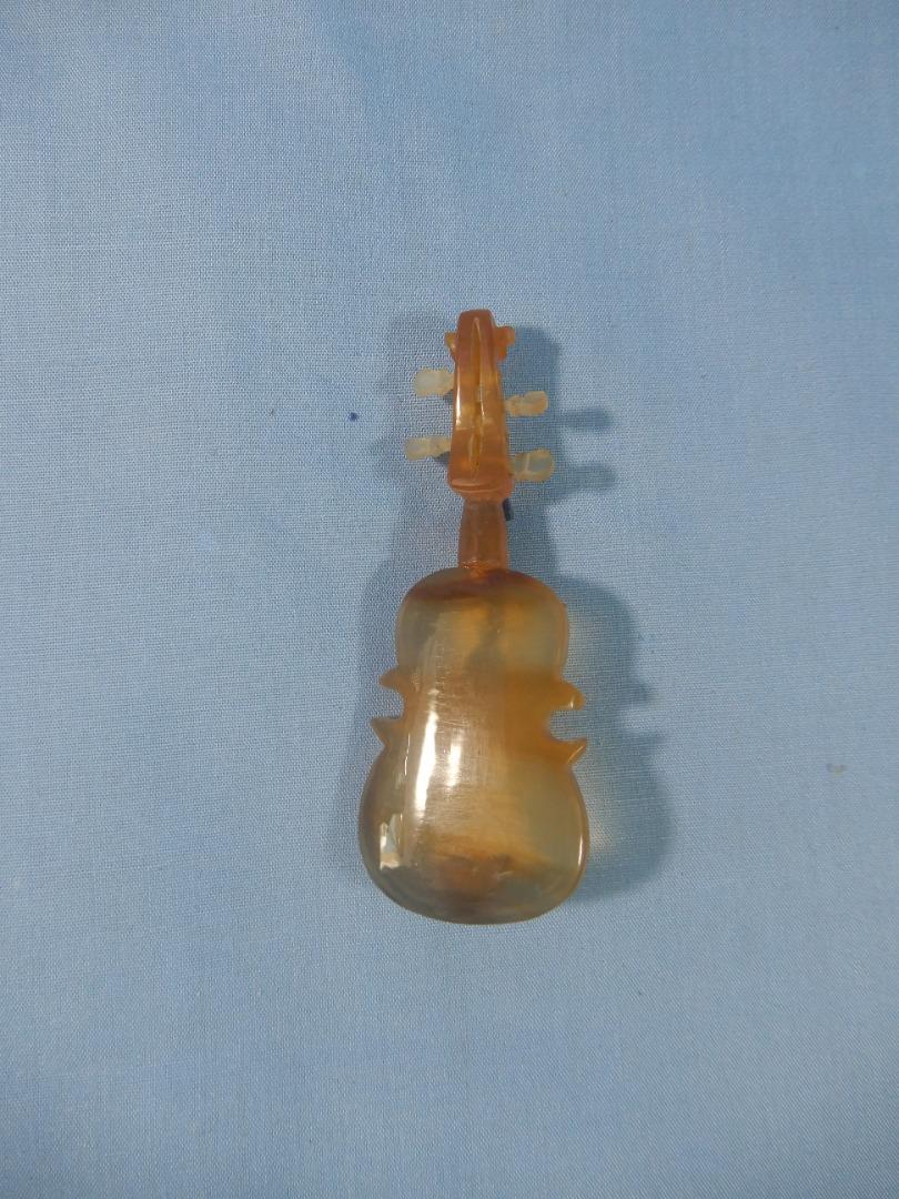 Vintage Chinese semi precious stone miniature musical string ...