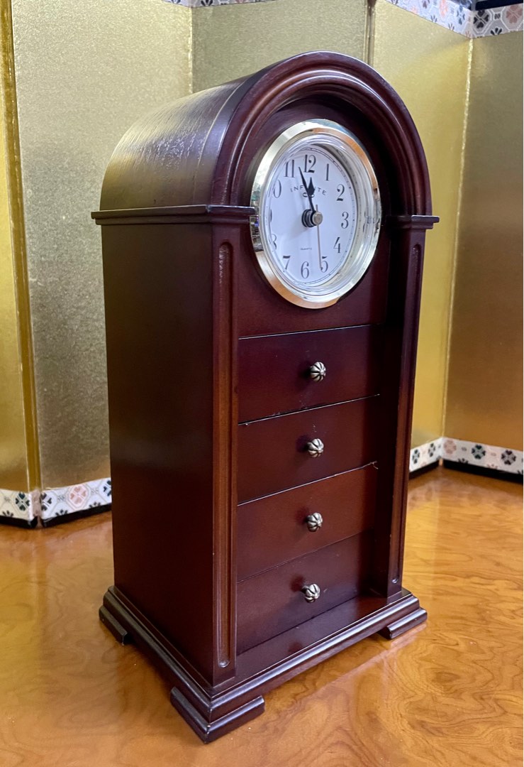 Vintage Infinite japan Table Clock with Jewelry Box 14.5x10.5x28cms ...