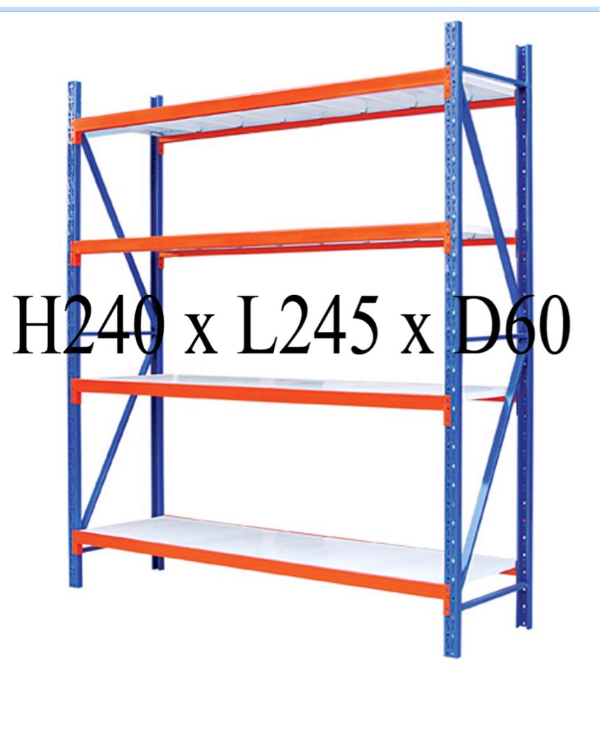 Warehouse-rack (blue/orange, boltless, 300kg per shelving ) H240cm x ...