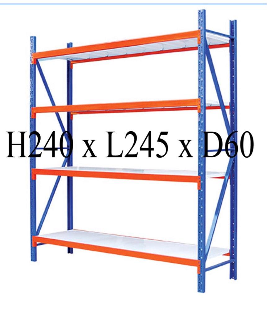 Warehouse-rack (blue/orange, boltless, 300kg per shelving ) H240cm x ...