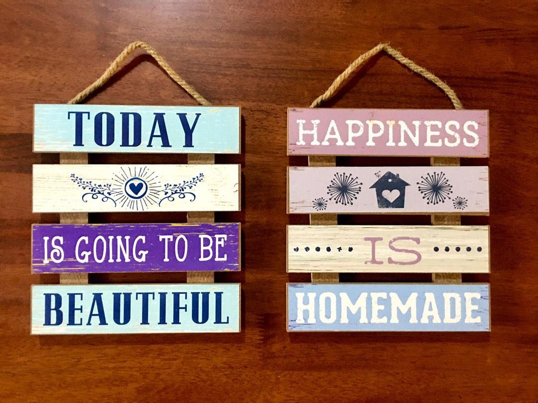 Wooden Hanging Quotes/Wall Decor (2 pcs.), Furniture & Home Living ...