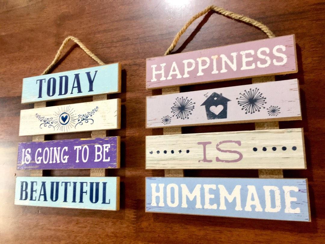 Wooden Hanging Quotes/Wall Decor (2 pcs.), Furniture & Home Living ...