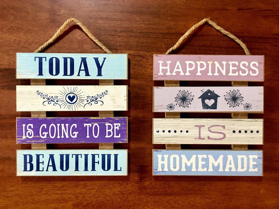 Wooden Hanging Quotes/Wall Decor (2 pcs.), Furniture & Home Living ...