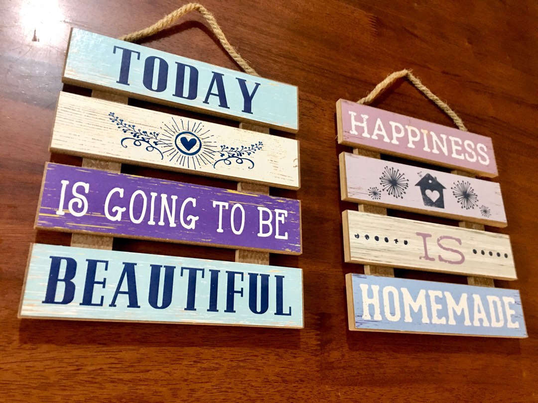 Wooden Hanging Quotes/Wall Decor (2 pcs.), Furniture & Home Living ...