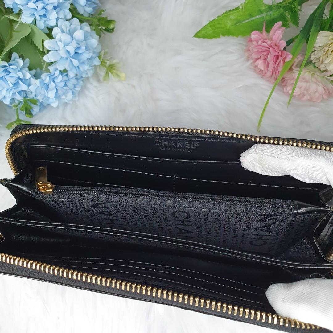 Ykk zipper CHANEL wallet Black wallet Card holder wallet zipper wallet ...