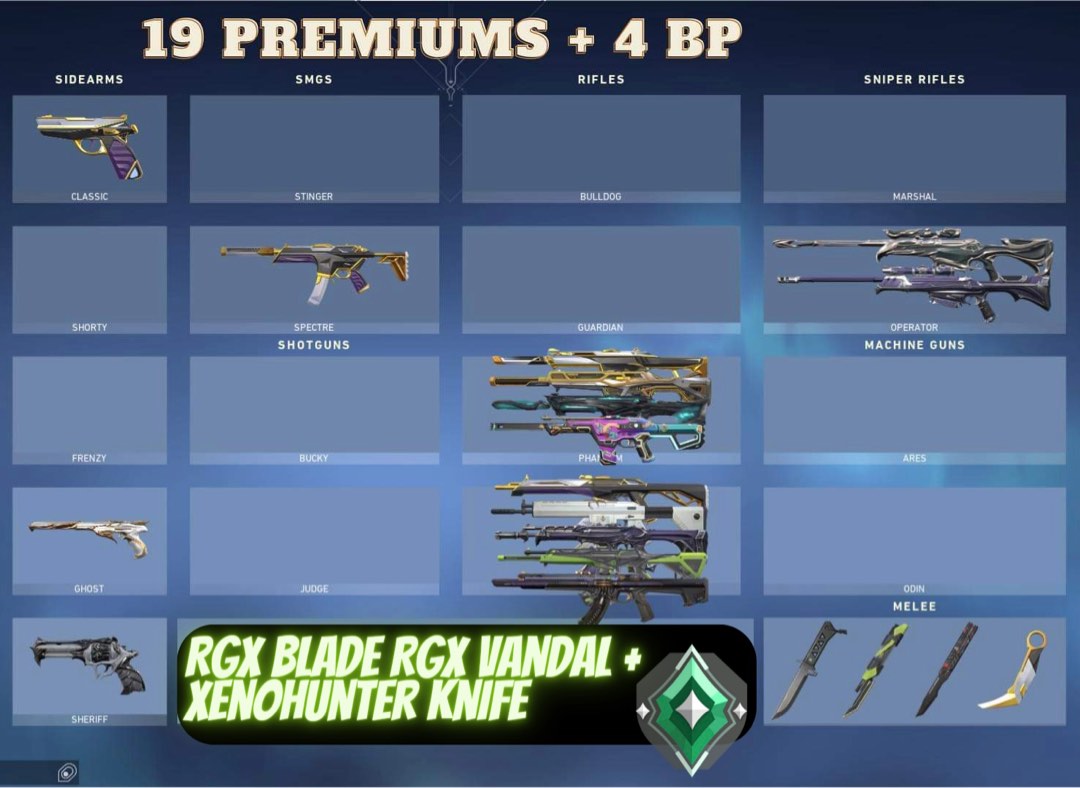19 Premiums Xenohunter knife + Rgx blade + Rgx vandal cheap valorant ...