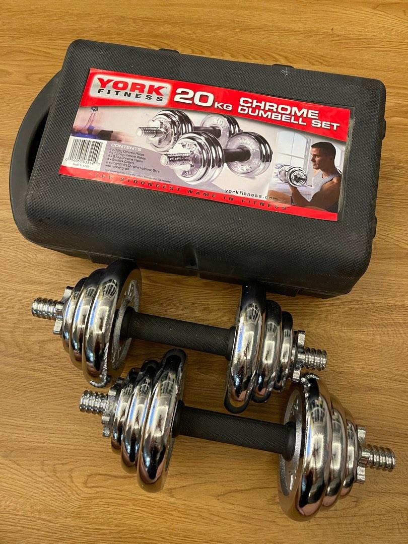 20KG Chrome Dumbbell set, Sports Equipment, Exercise & Fitness, Weights ...