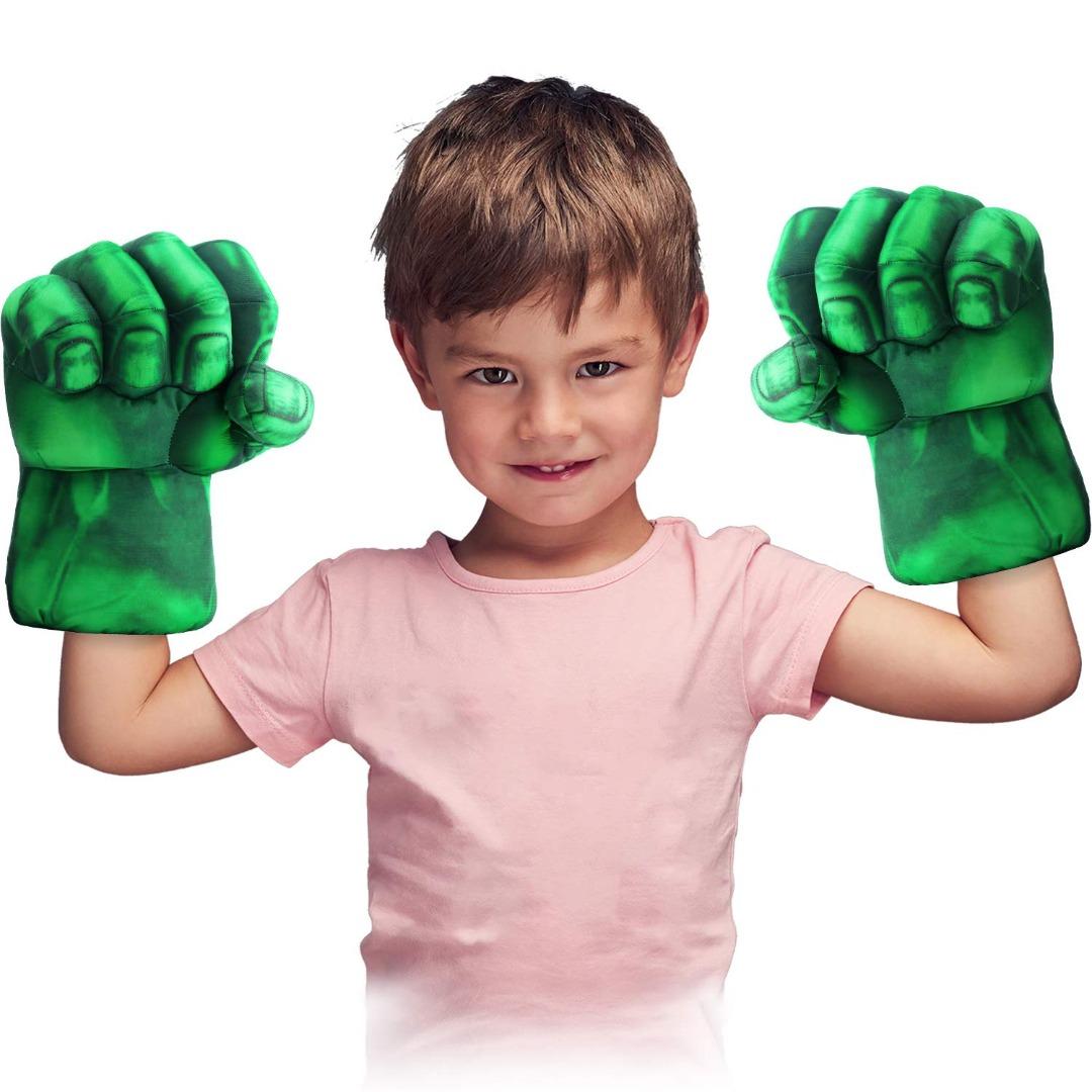2 Pc Set HULK Smash Hands Soft Plush Gloves Incredible Hulk Green Big ...