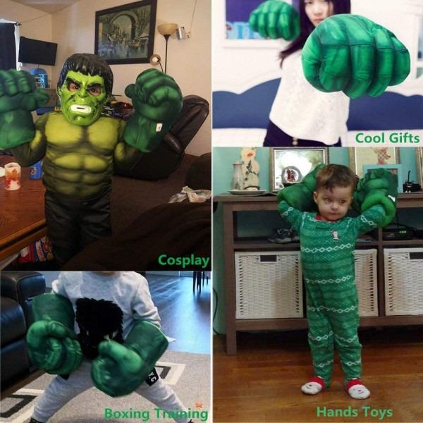 2 Pc Set HULK Smash Hands Soft Plush Gloves Incredible Hulk Green Big ...