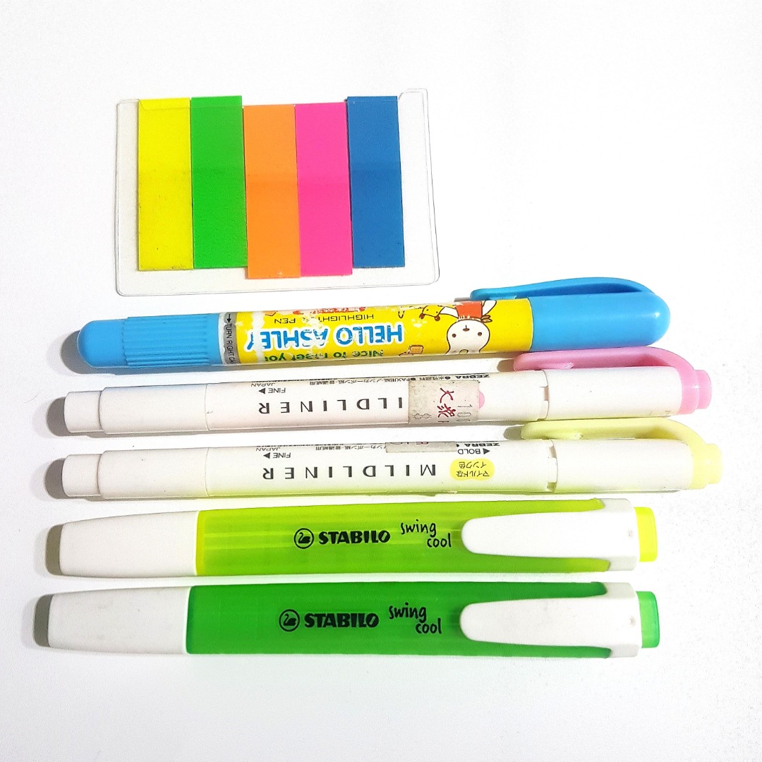 5 Highlighters with FREE Sticky Note on Carousell