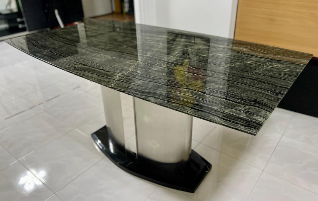 6-Seater Dining Table (Real Stone Table Top), Furniture & Home Living ...