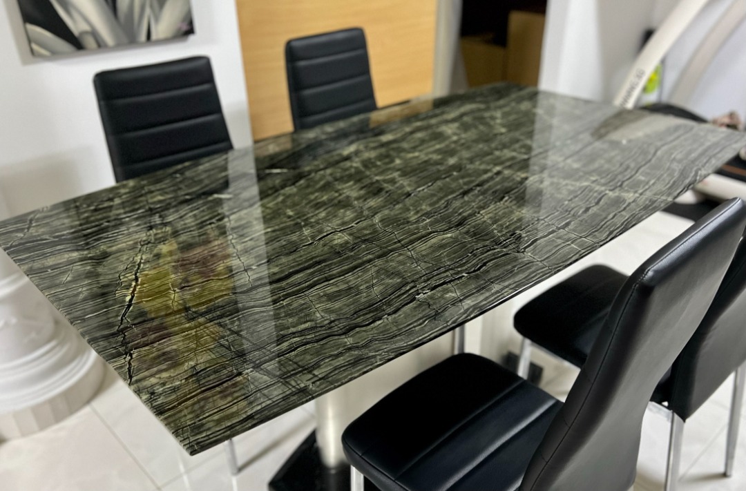6-Seater Dining Table (Real Stone Table Top), Furniture & Home Living ...